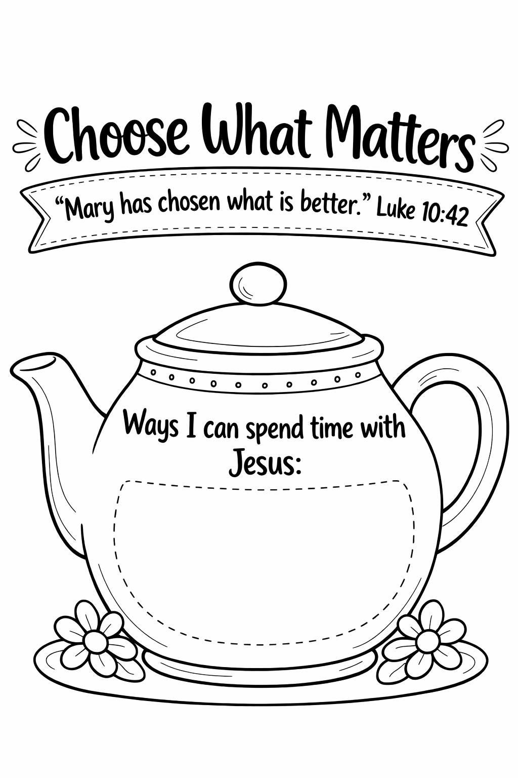 Mary and Martha Bible Lesson Printable | Luke 10:42 Sunday School Craft ...