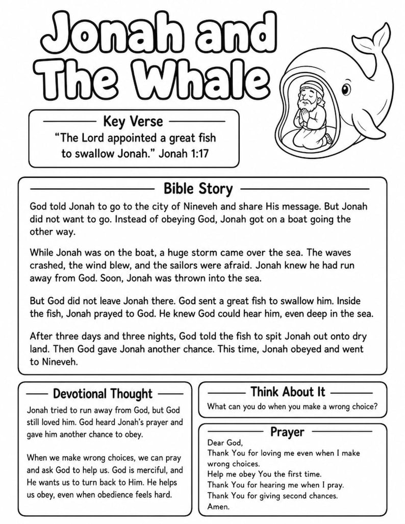 Jonah and the Whale Bible Lesson Bundle for Kids | Sunday School ...