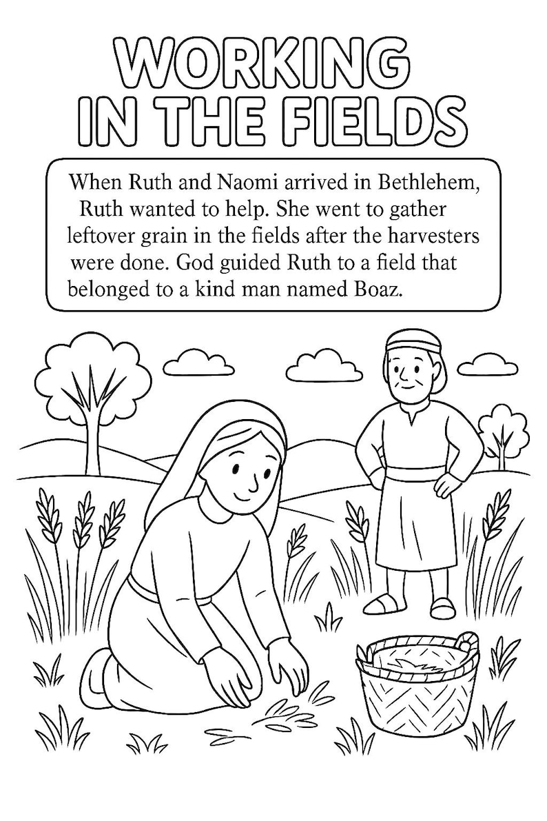 Ruth's Harvest Blessing Coloring Pages for Kids | Bible Story of ...