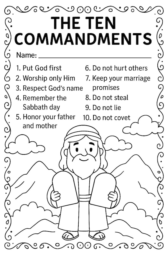 Ten Commandments Worksheet For Kids Bible Lessons For