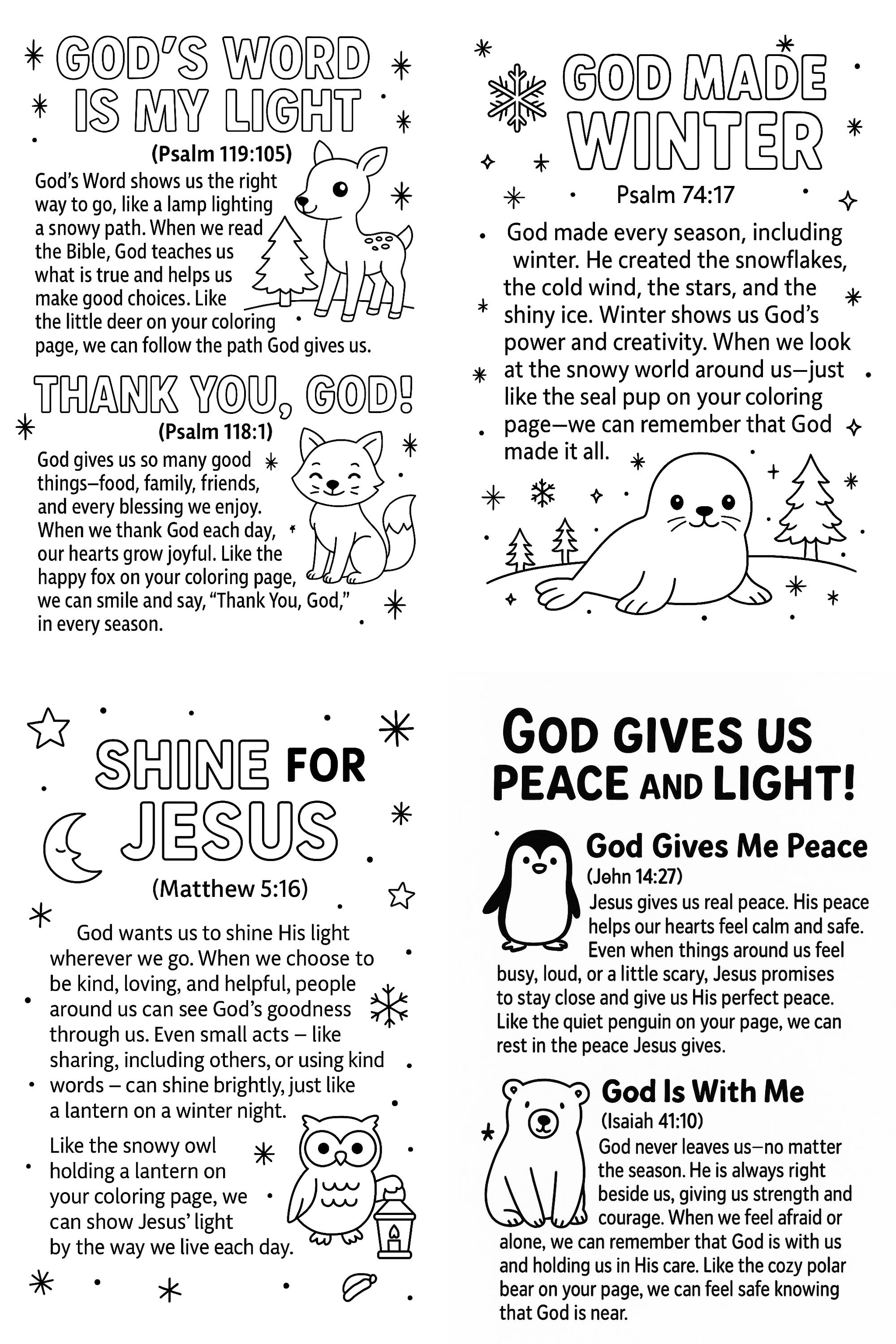 Winter Bible Coloring Pages + Devotionals for Kids - Etsy