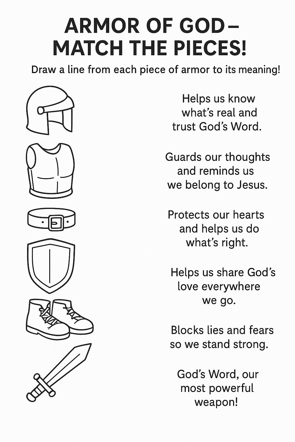 Armor of God Kids Lesson | Printable Bible Devotional, Coloring Page ...