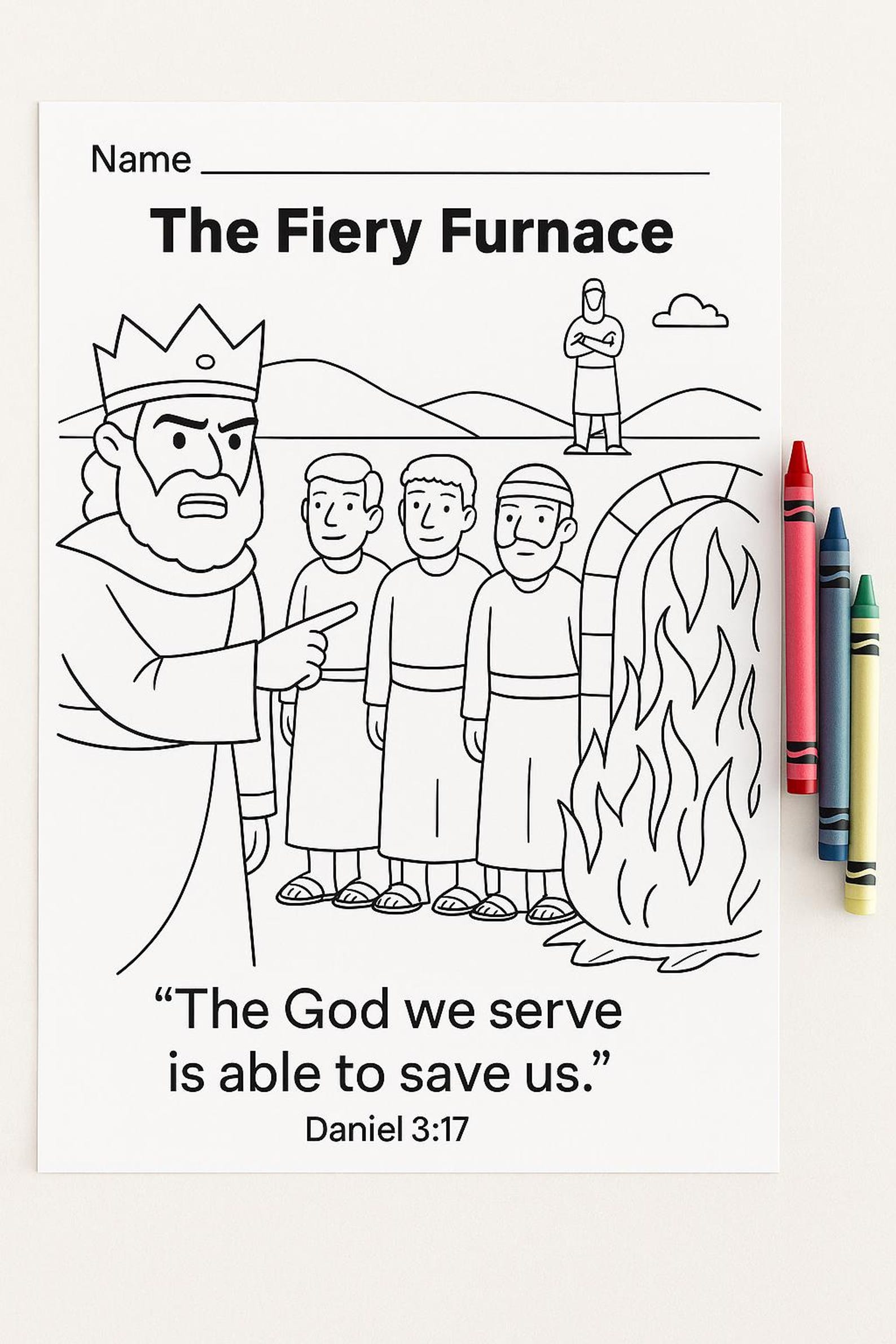 Fiery Furnace Bible Story & Coloring Page: Kids Christian Lesson (PDF ...