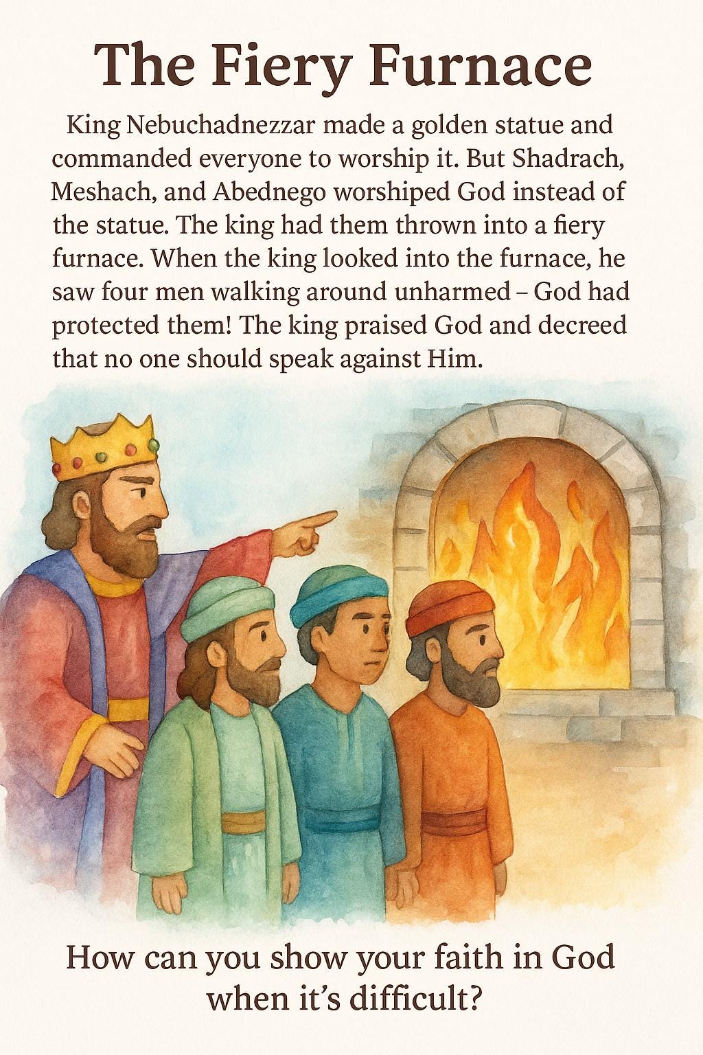 Fiery Furnace Bible Story & Coloring Page: Kids Christian Lesson (PDF ...