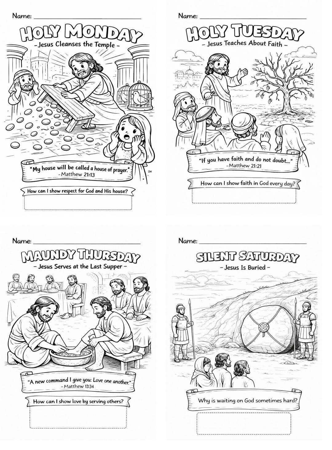 Holy Week Coloring Pages & Devotional for Kids | Journey Into Holy Week ...