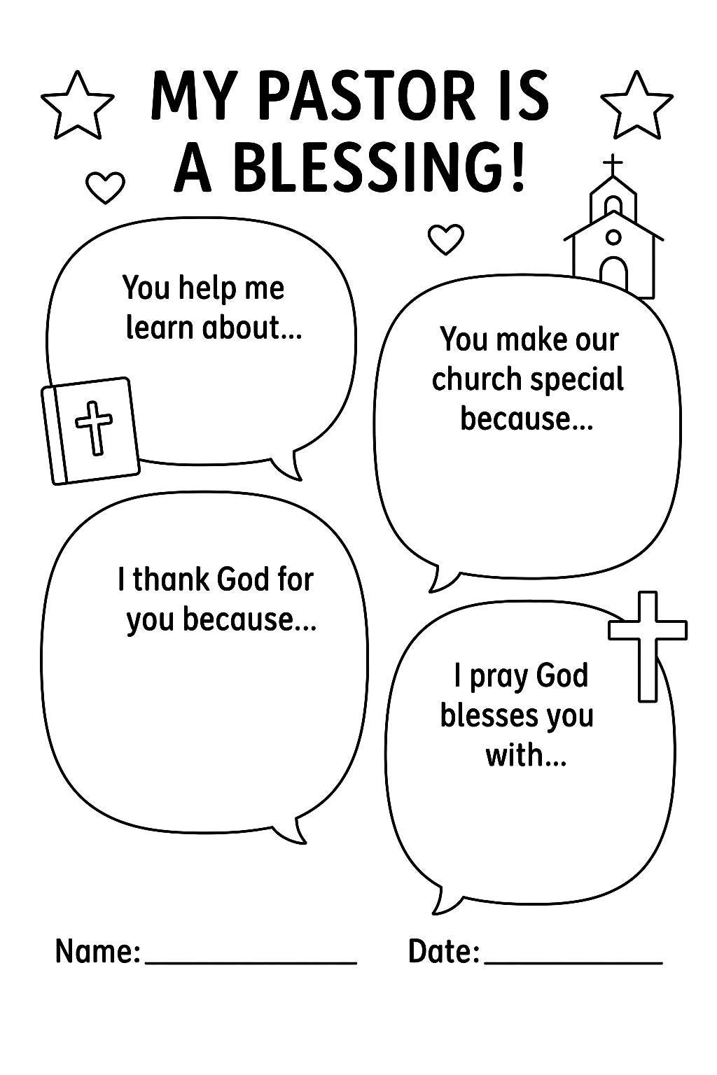 Pastor Appreciation Activity Bundle for Kids | Printable Coloring ...