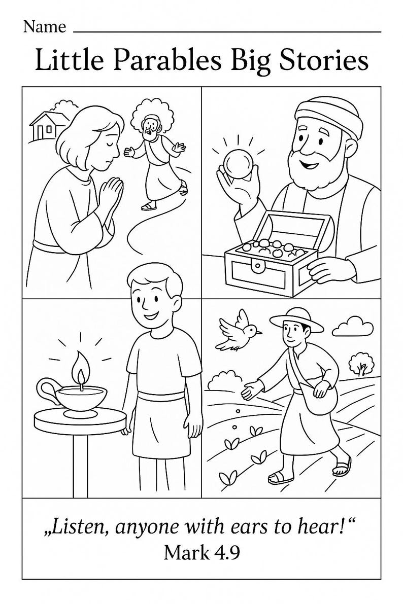 Parable Coloring Pages & Bible Lessons for Kids - Mustard Seed, Lost ...