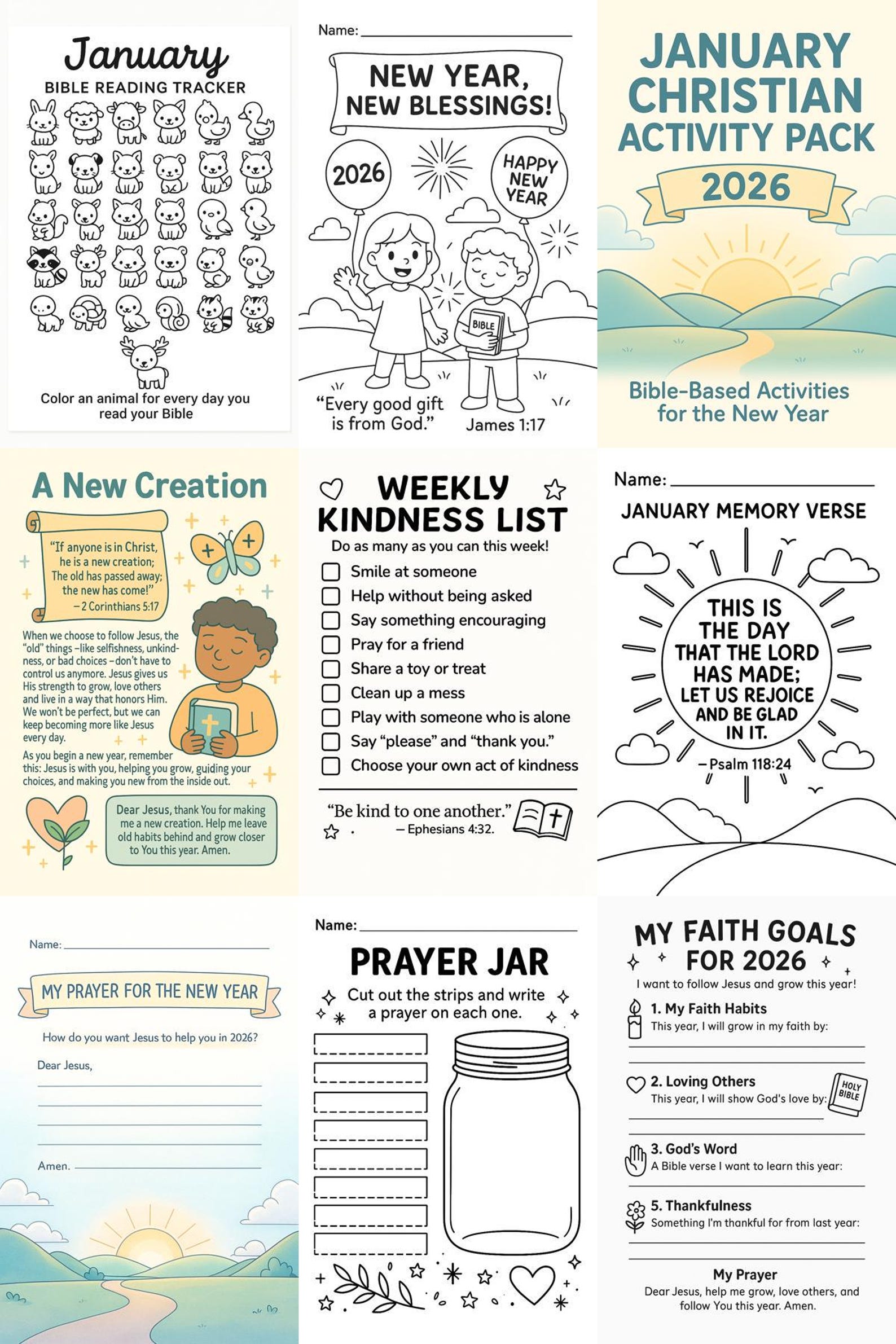 2026 January Christian Activity Pack | Kids Bible Printables ...