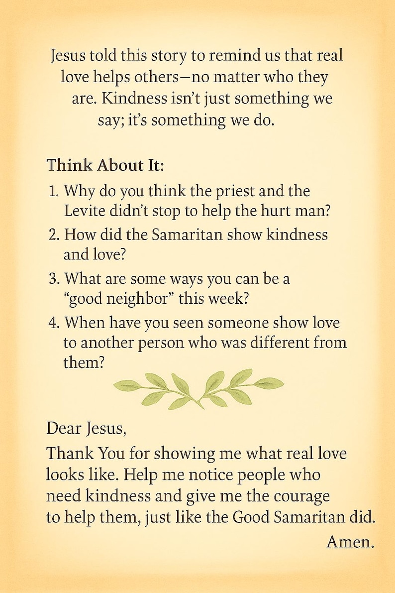 The Good Samaritan Kids Bible Lesson | Printable Devotional & Coloring ...