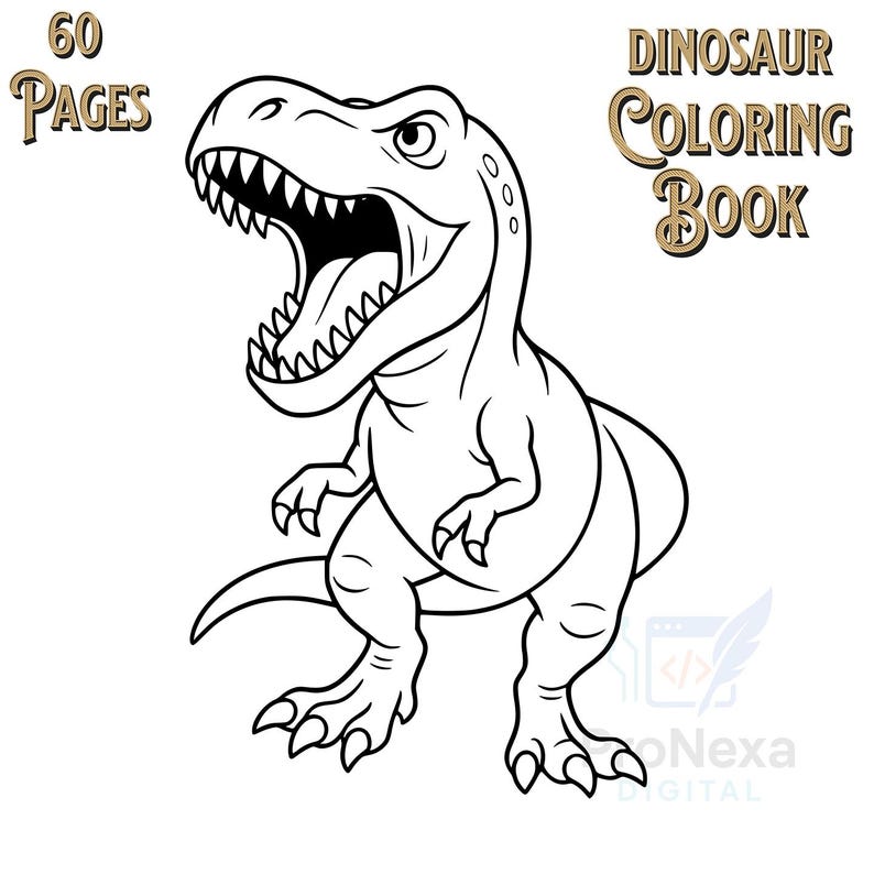 Dinosaur Coloring Book: 60 Prehistoric Vector Pages (8.5"x11" PDF ...
