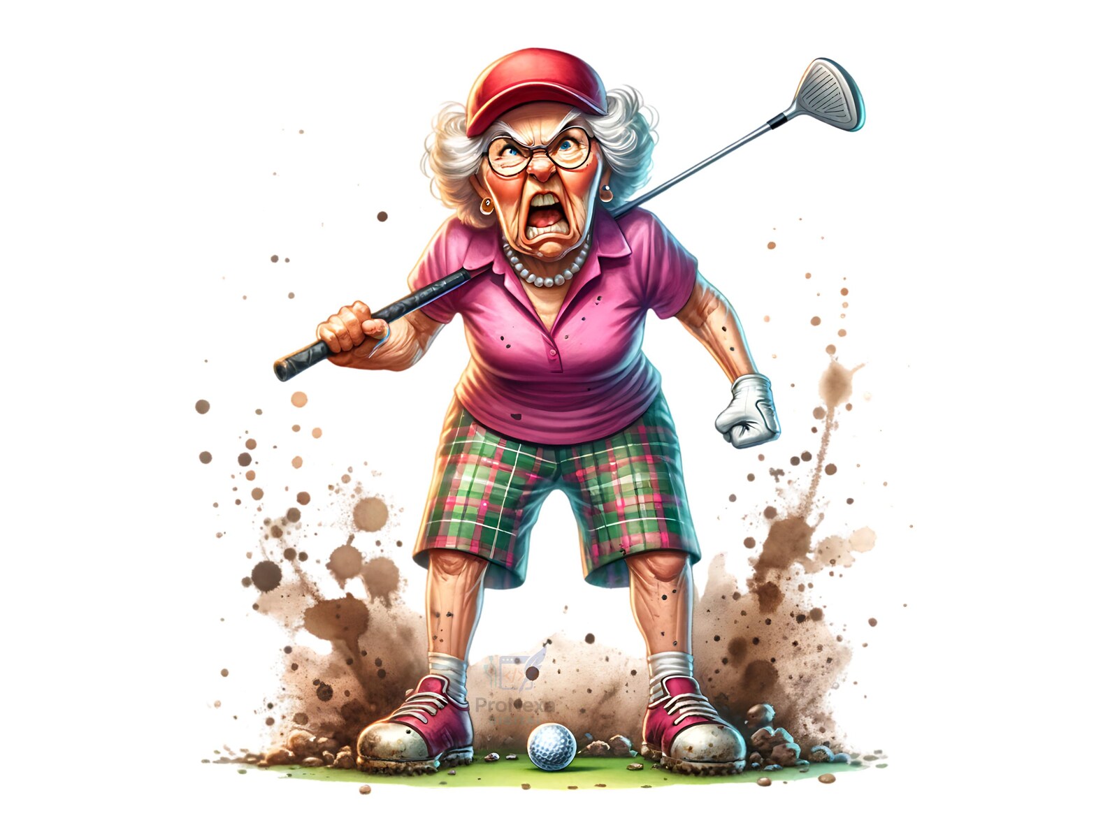 Funny Golf Lady Clipart, 20 Grandma Golfer PNG Bundle, Humorous Senior ...