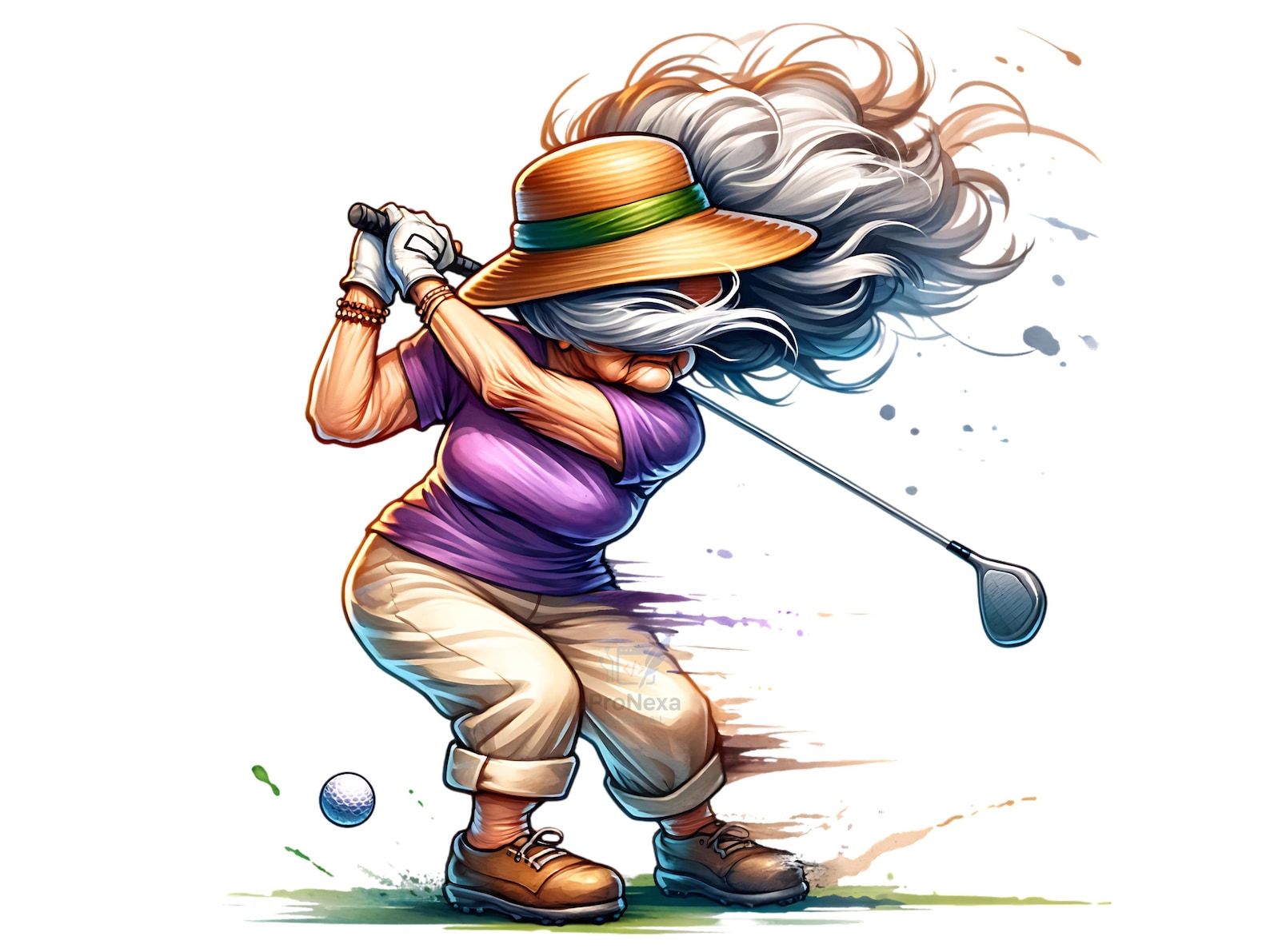 Funny Golf Lady Clipart, 20 Grandma Golfer PNG Bundle, Humorous Senior ...