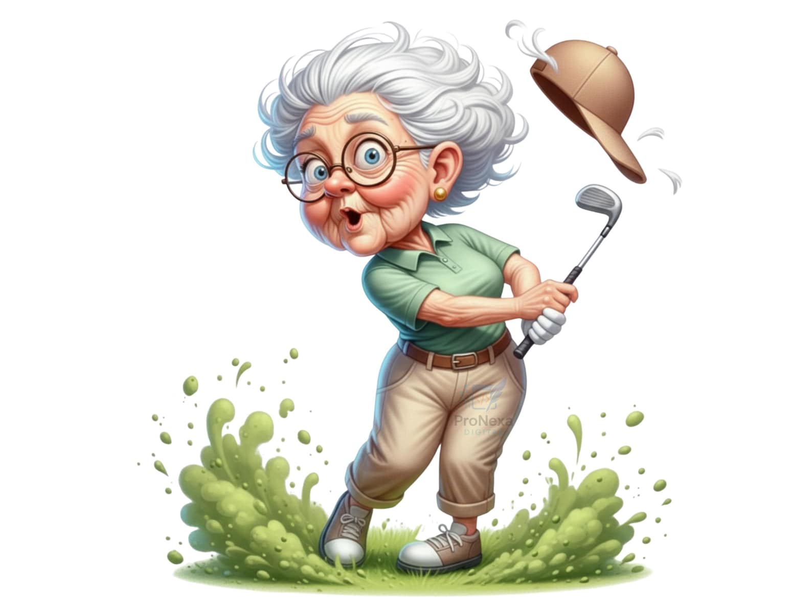 Funny Golf Lady Clipart, 20 Grandma Golfer PNG Bundle, Humorous Senior ...