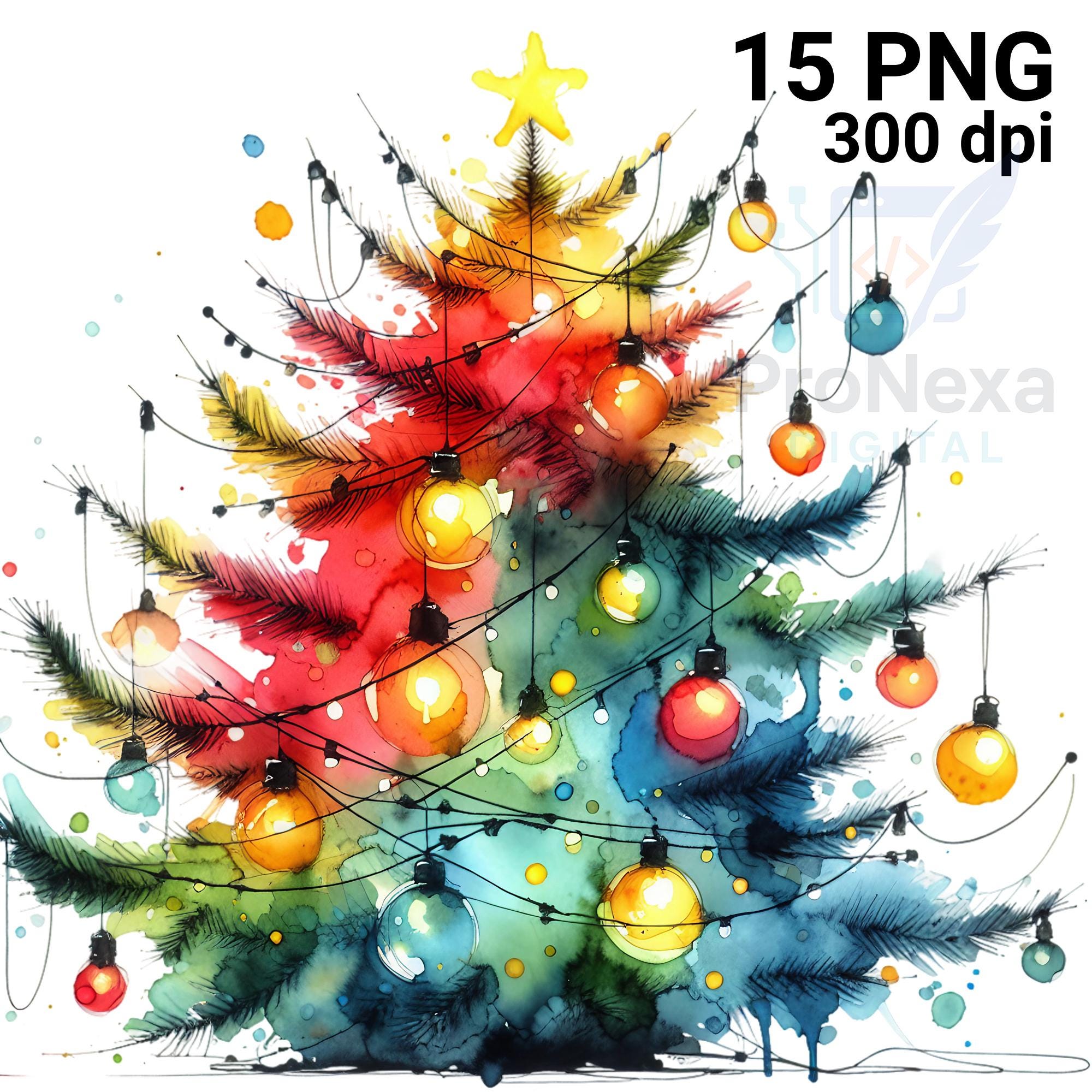 Christmas Tree Clipart Bundle: High-resolution Pngs (digital Download ...