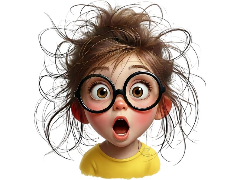 26 Funny Cute Girl Expressions Clipart | Cartoon Character PNG | Big ...