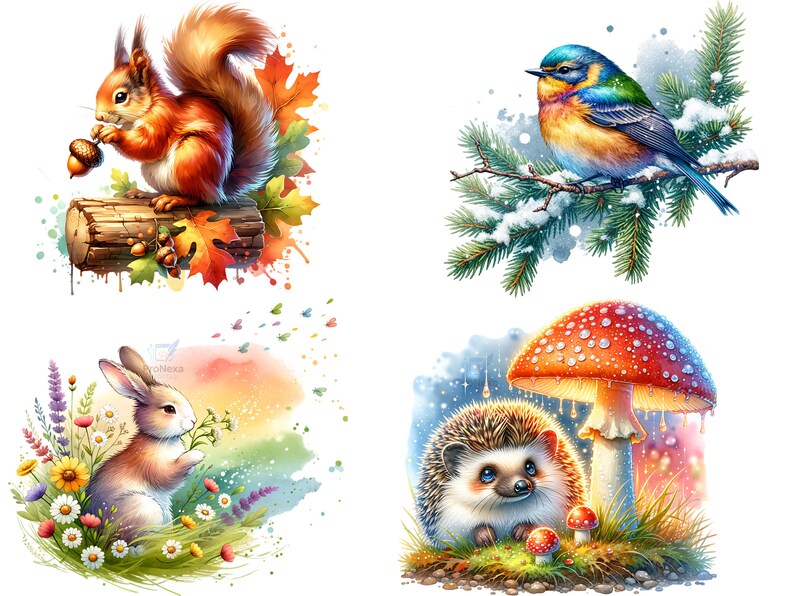 Woodland Animals & Forest Scene Clipart | 31 PNG | 300 DPI Transparent ...