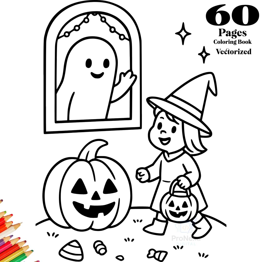 Halloween Coloring Book: 60 Spooky Pages, Pumpkins, Ghosts (digital ...