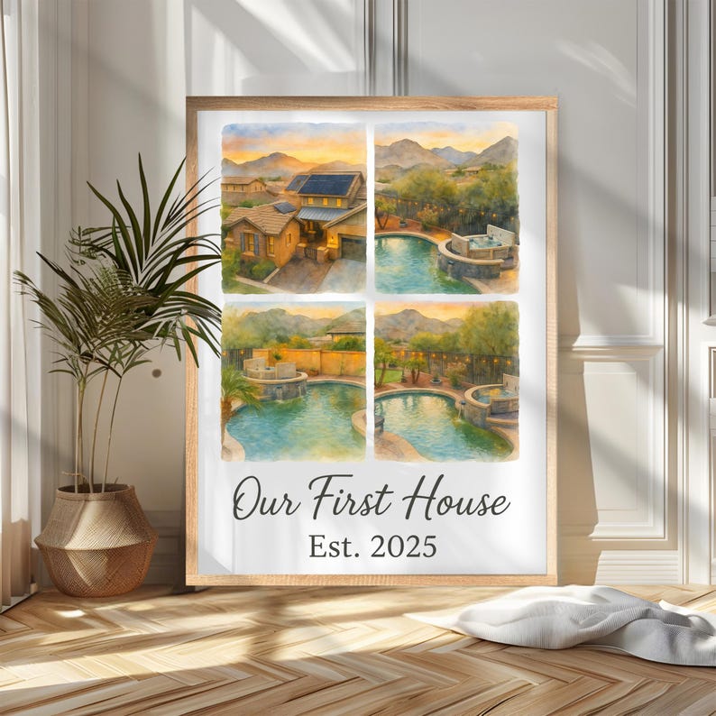Custom House Portrait Watercolor | Our First Home Print | Personalized ...