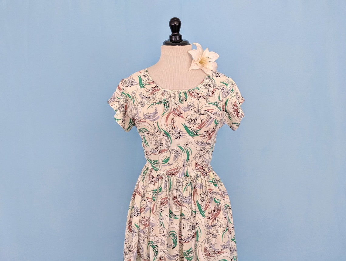 Vintage 40s Floral Day Dress 1940s Sundress | Etsy