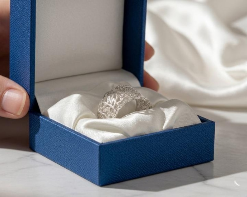 Silver Filigree Leaf Ring – Nature Inspired Wide Band Boho Jewelry - Etsy