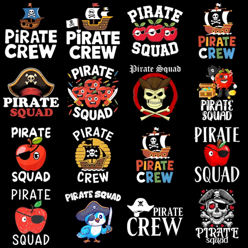 Pirate Crew PNG, Funny Matching Pirate Squad Clipart, Group Costume ...