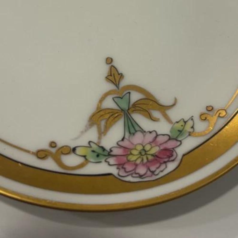 Art Deco Set of 2 W. A. Pickard Plates-with Gold and Pink Flowers - Etsy
