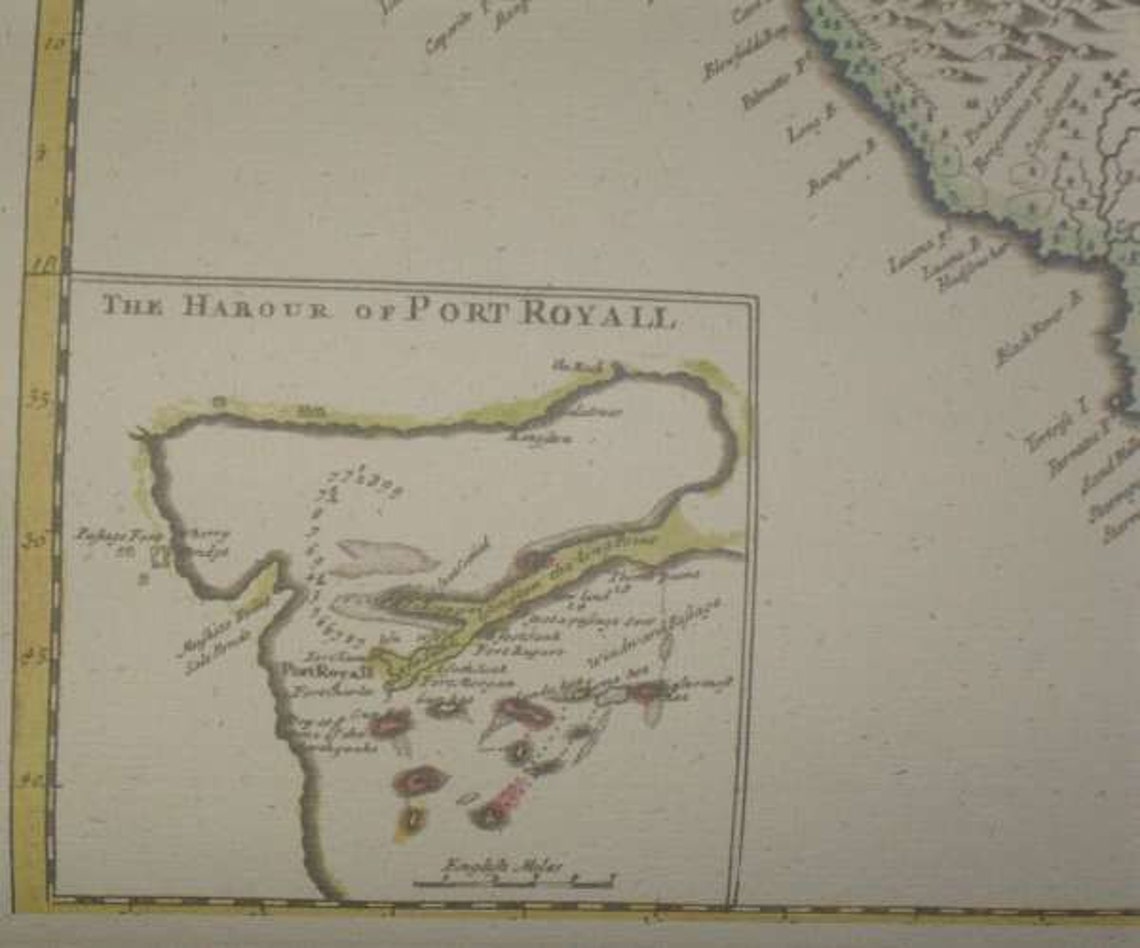 Replica 1721 English Map of the Caribbean Islands | Etsy