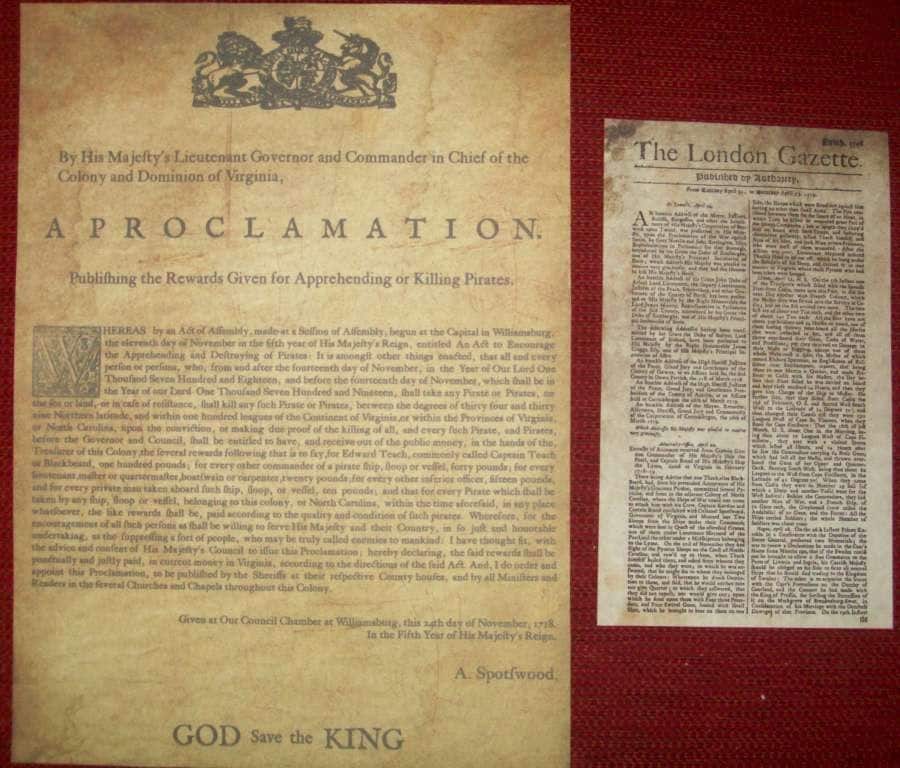 Governor Spotswood Proclamation on Rewards for Pirate Capture | Etsy