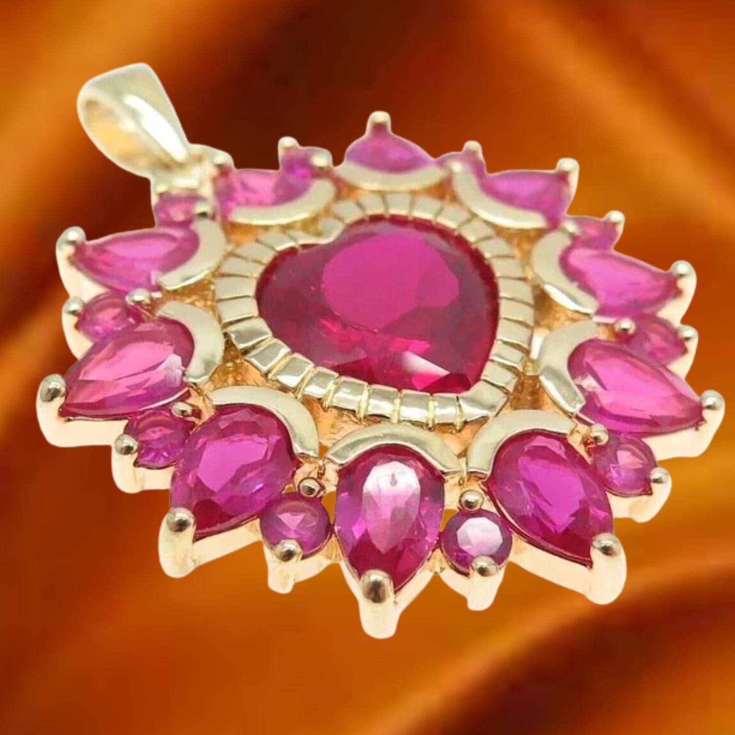 Heart Cut Red Ruby Pendant, 14k Yellow Gold Pink Ruby Charm Pendant ...