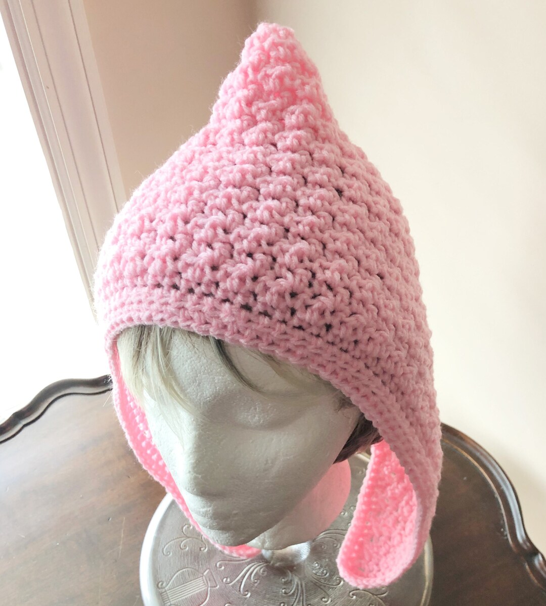 Pink Pixie Hood Crocheted Hood Pink Hood Elf Hood Adult/teen Hood Hat Pink Hood Hat - Etsy