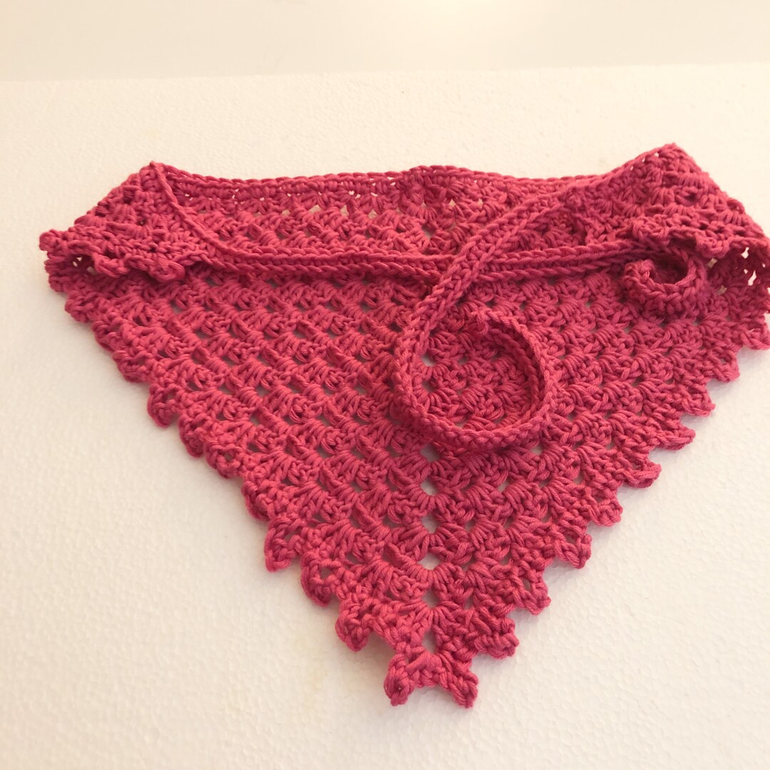Rose Cotton Kerchief Crocheted Headscarf Gift for Her Crocheted ...
