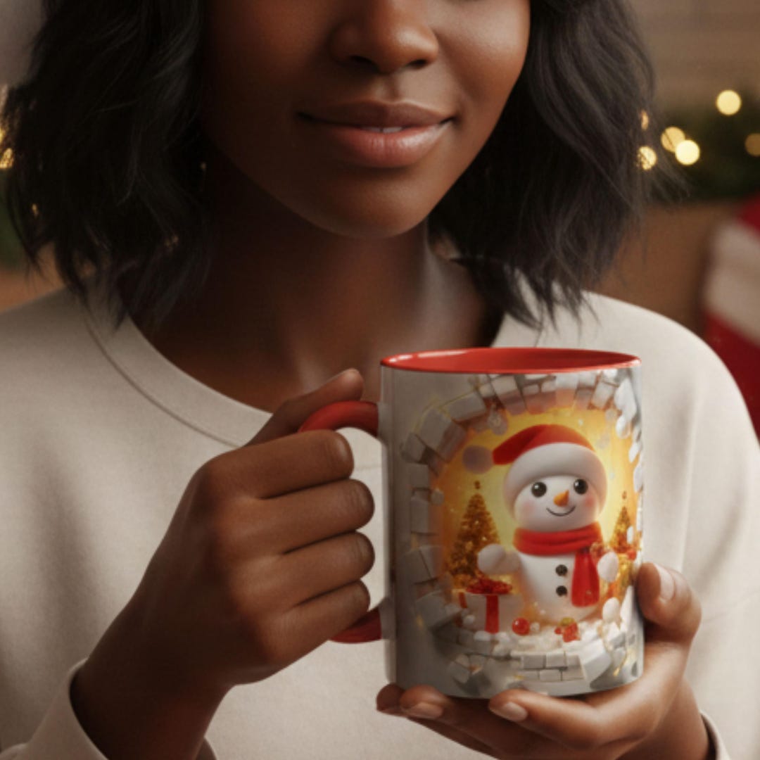 Snowman Christmas Scene Mug | Accent Coffee Mug 11oz 15oz - Etsy