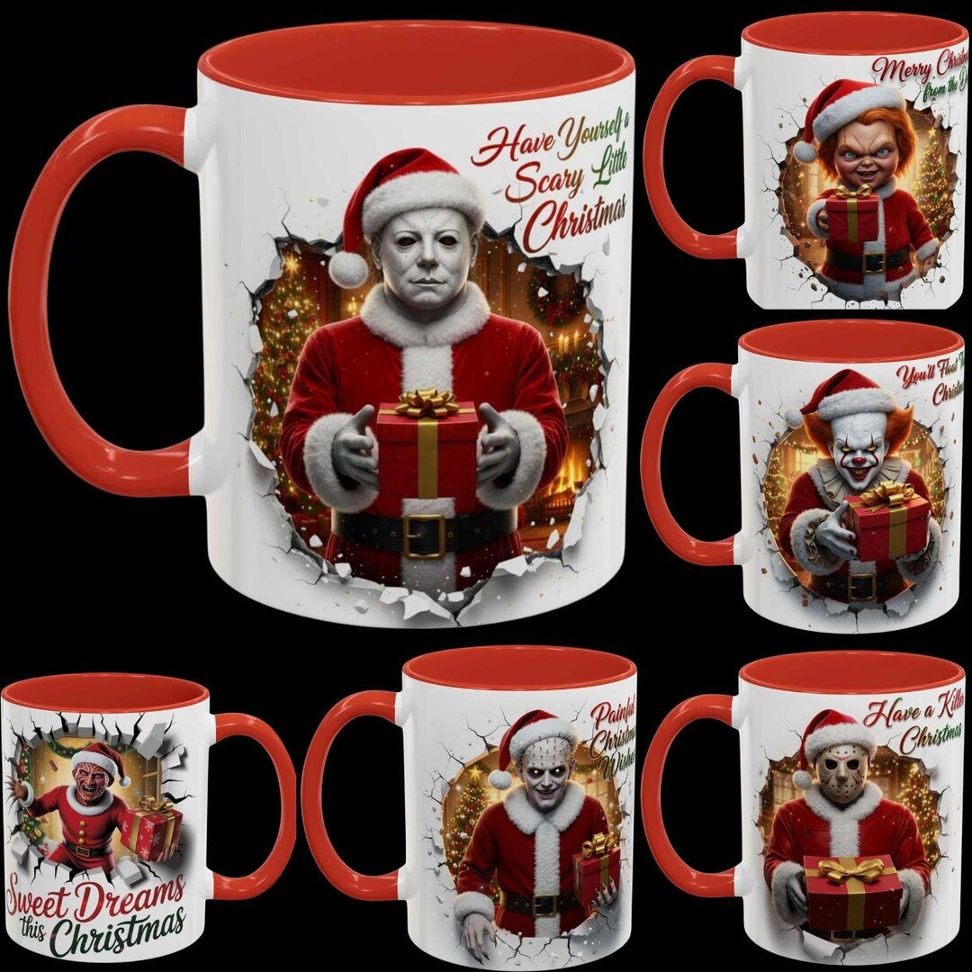 Christmas Horror Mug PNG Bundle 11oz and 15oz – Michael Myers Pennywise ...