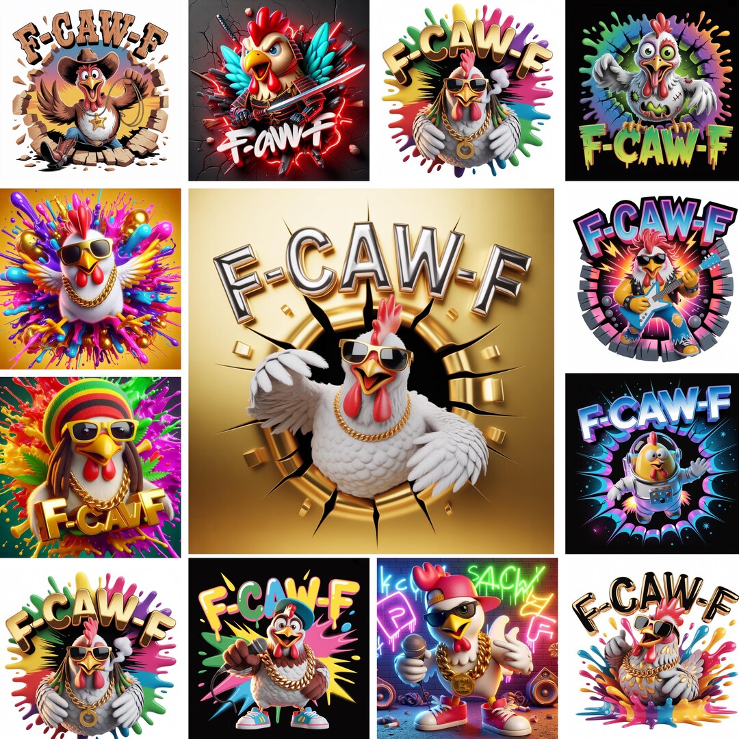 F-CAW-F PNG – Funny Hip Hop Chicken Cartoon, Rap Gangsta Digital ...