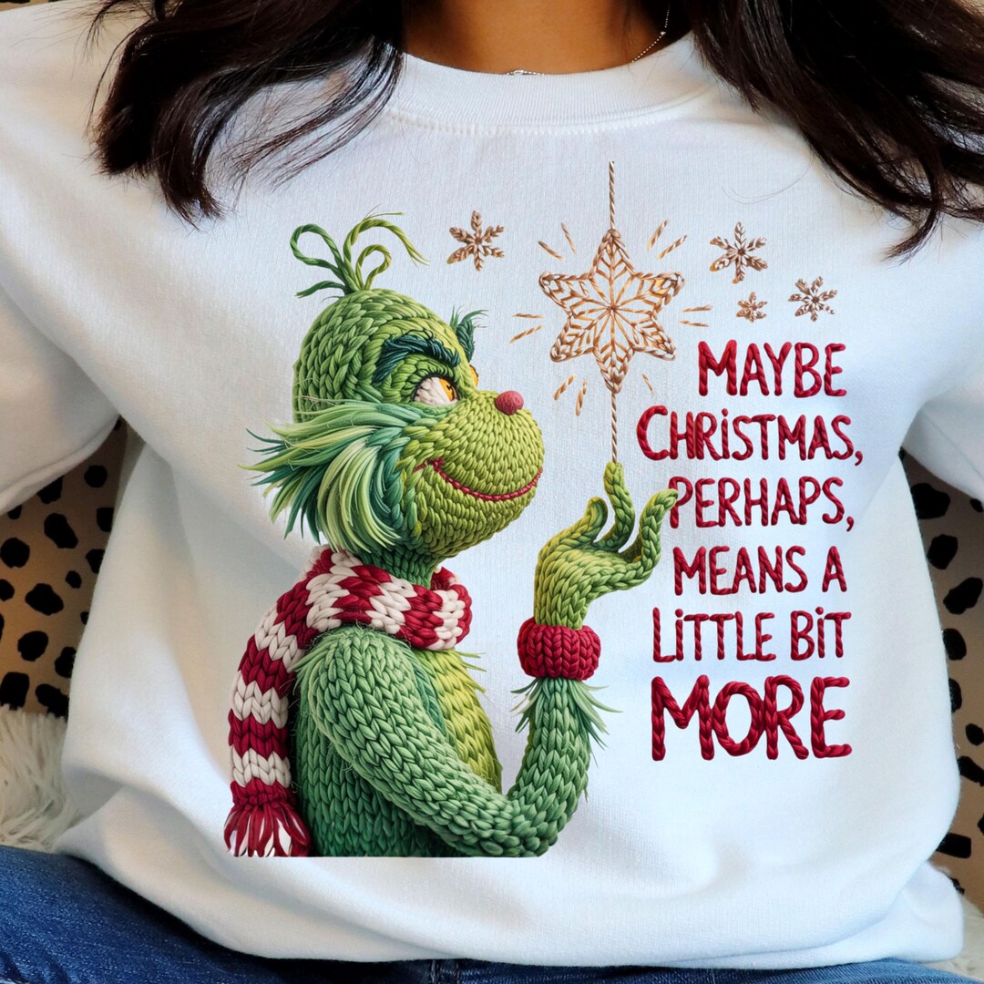 Retro Grinch Wool PNG | Vintage Christmas 2025 Clipart | Cute Xmas ...