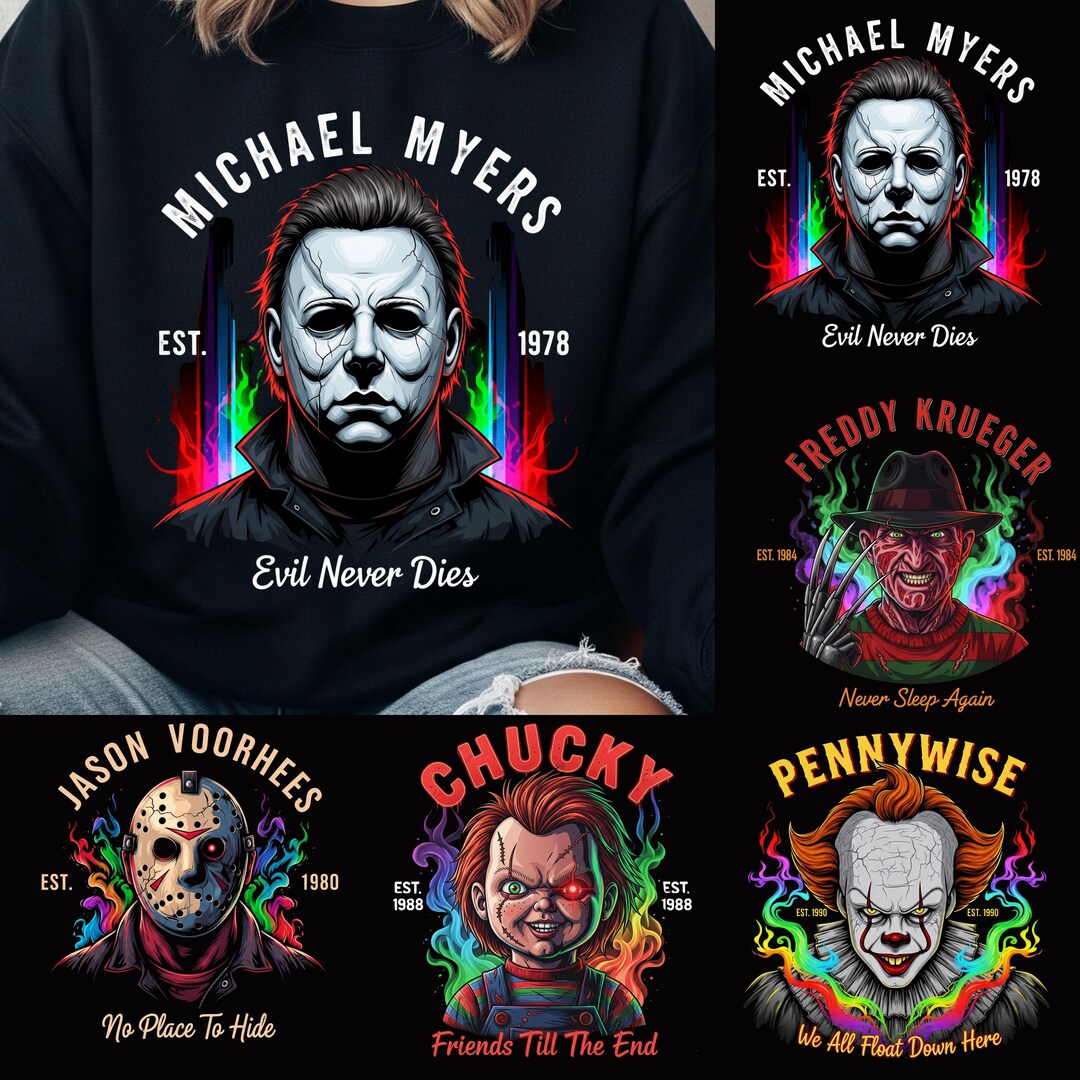 Horror Movie Villains Digital Portraits | Michael Myers, Chucky, Jason ...