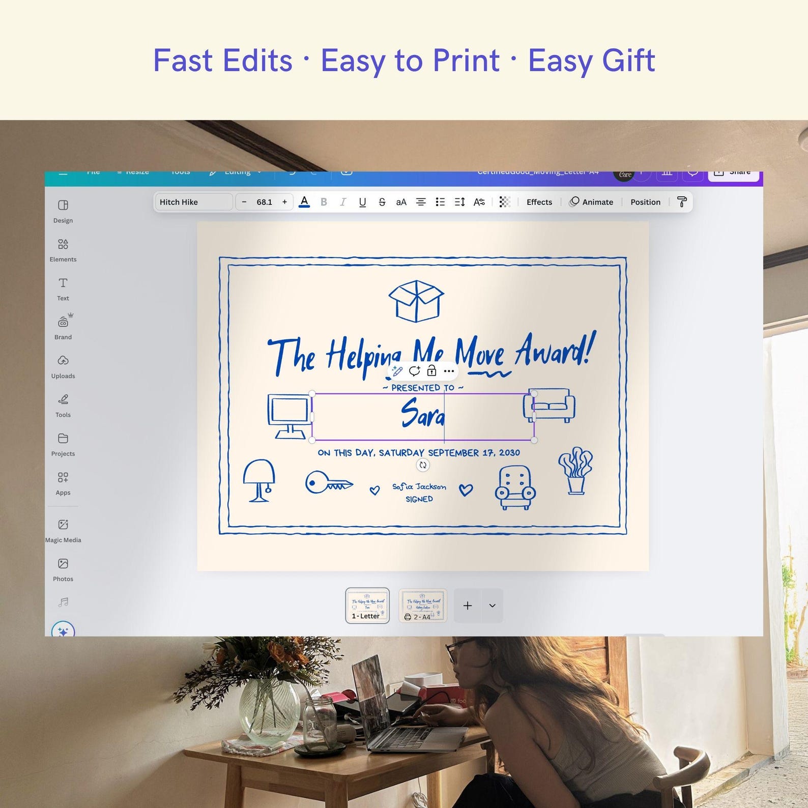 Moving House Thank You Certificate: Editable Canva Template (digital ...