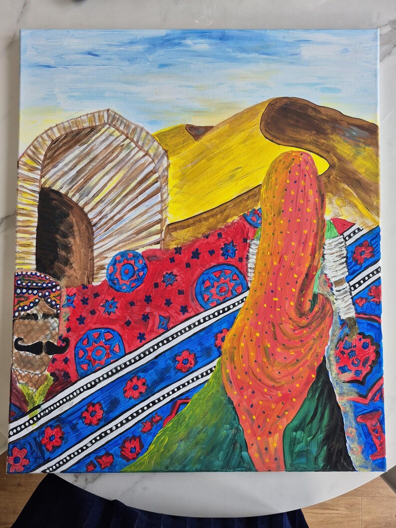 Colours of the Desert.enchanting Sindh .acryllic Painting Depicting the ...