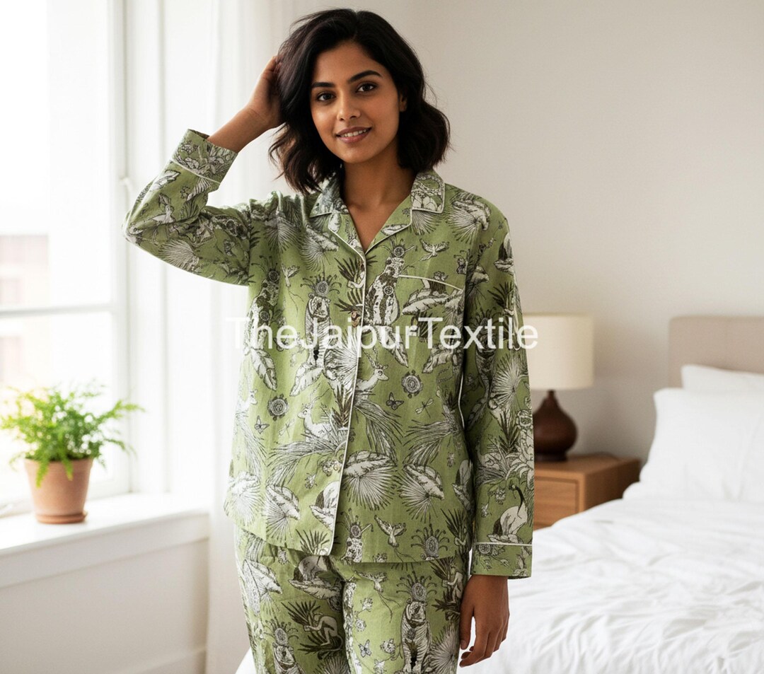 Handmade Cotton Pajama Set, Block Print Sleepwear Loungewear - Etsy