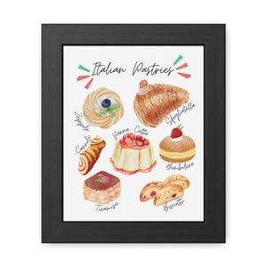 Italian Pastries & Food Digital Prints Set – Kitchen Wall Art With ...