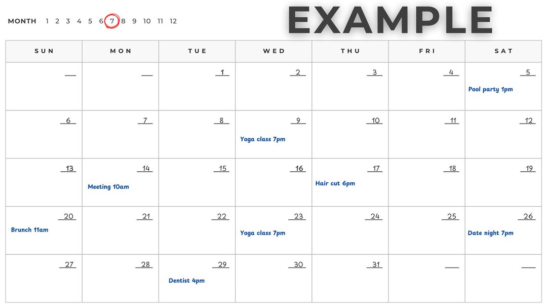 Minimalist Customizable Monthly Calendar - Etsy