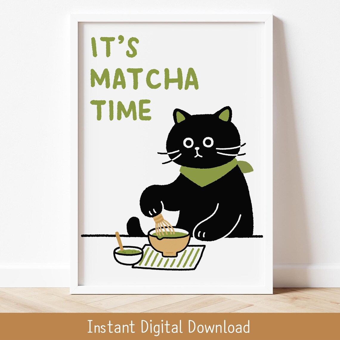Matcha Print / Matcha Time Wall Art / Matcha Poster / Cat Wall Art ...