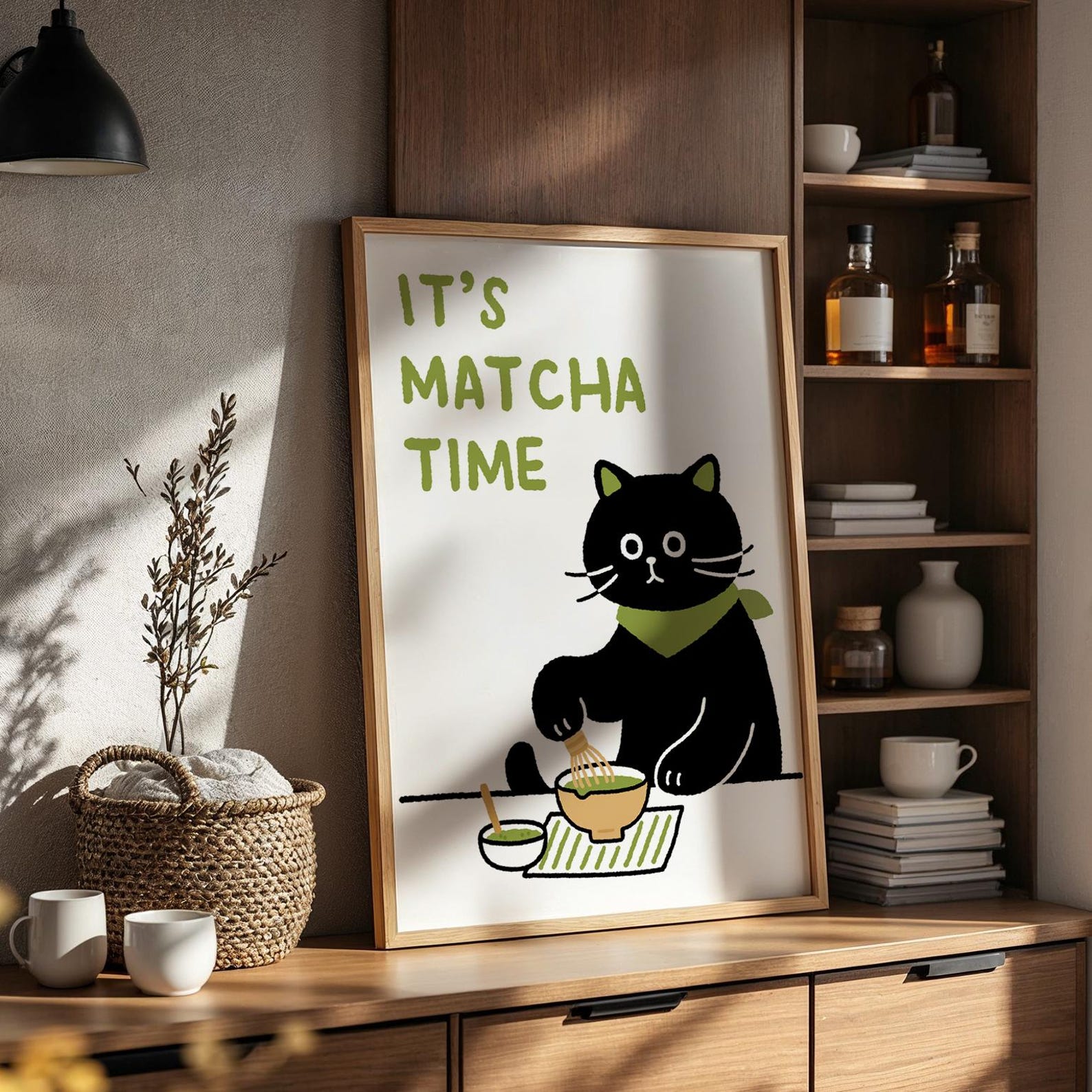 Matcha Print / Matcha Time Wall Art / Matcha Poster / Cat Wall Art ...