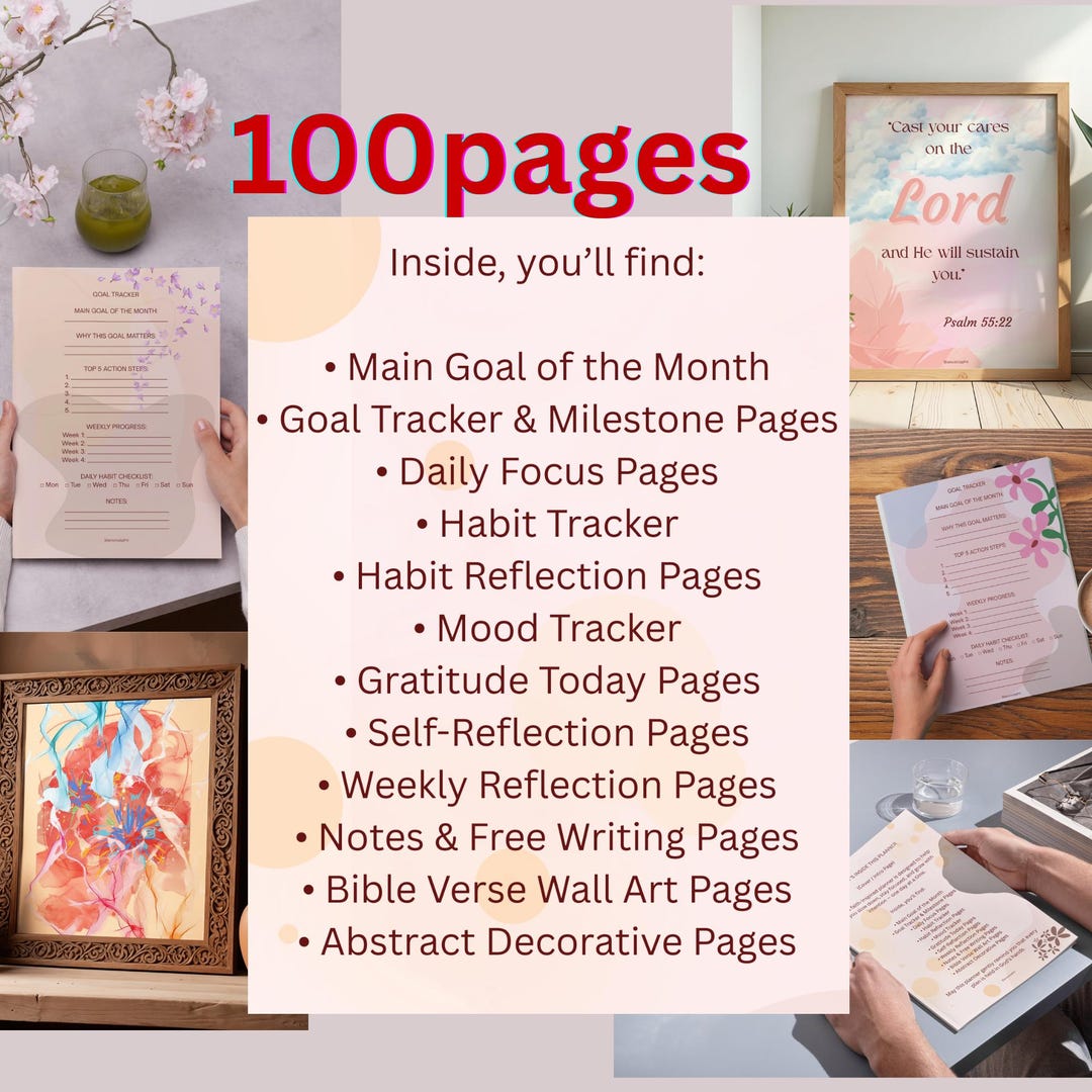 Faith Planner Printable | Christian Goal Tracker, Habit & Mood (PDF) - Etsy