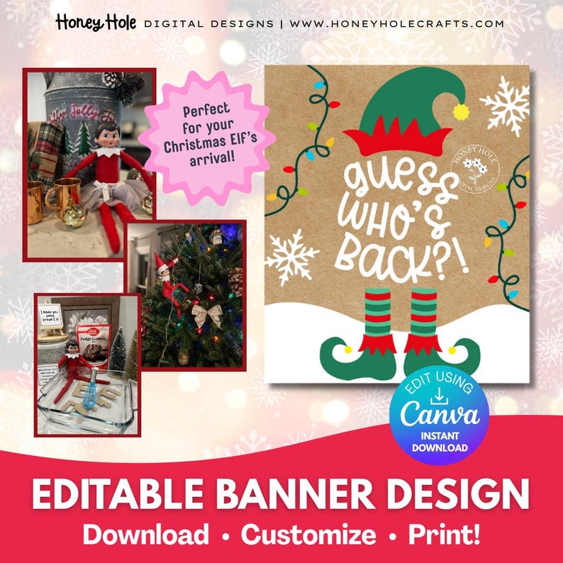 Printable Elf Arrival Banner | Editable Christmas Elf Return Sign ...