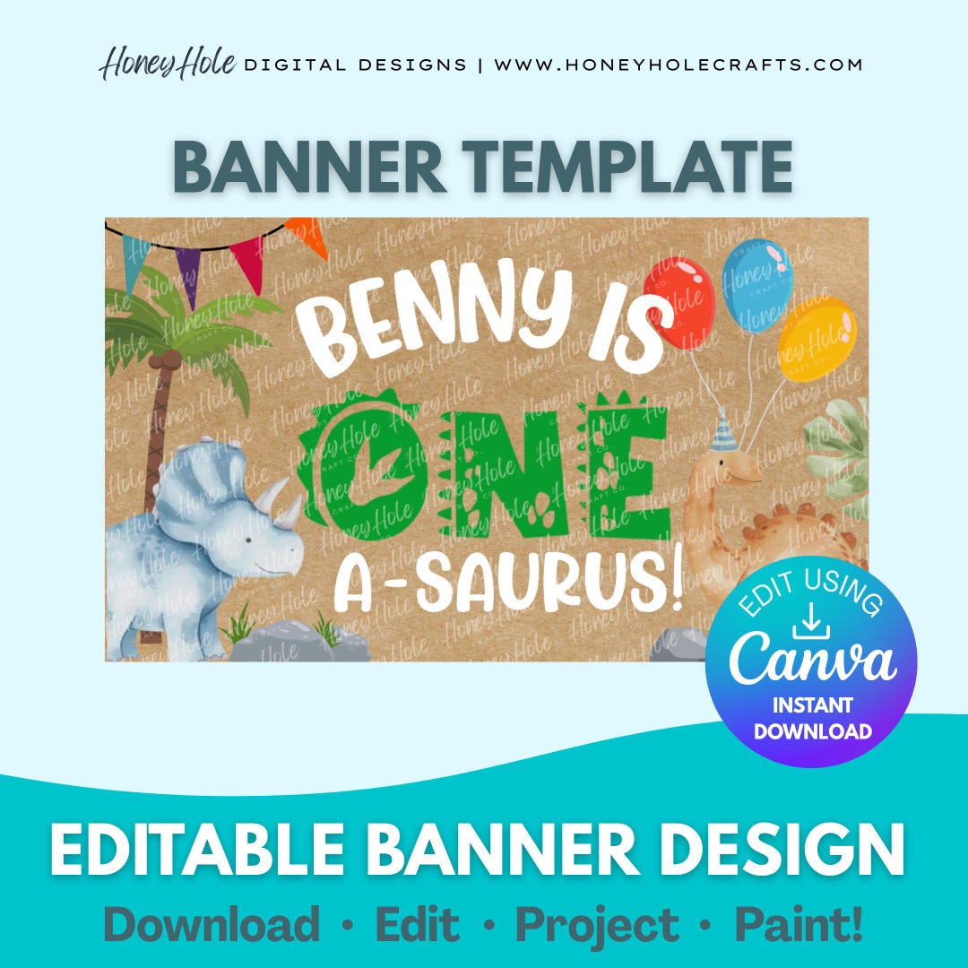 One-a-saurus Birthday Template | Dinosaur Party, Triceratops, Brown ...