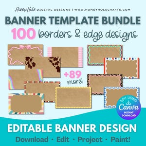 100 Banner Border Templates – Editable Canva Design Bundle - Etsy