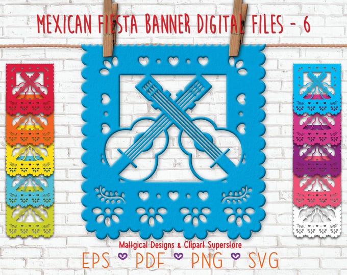 Mexican Fiesta Papel Picado Banner – Día De Los Muertos & Cinco De Mayo ...
