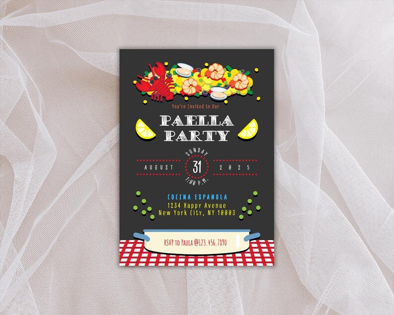 Paella Party Invitation – Editable Canva Digital Template for Spanish ...