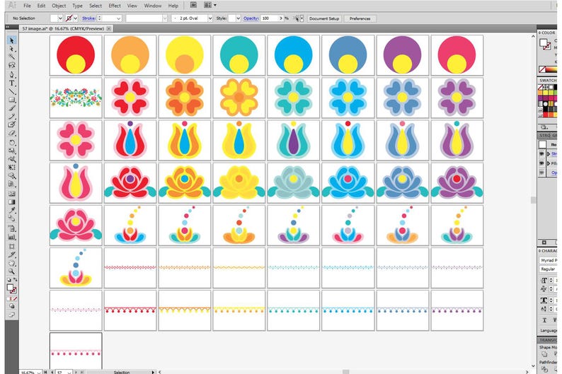 Mexican Fiesta Flower Clipart – Colorful Blossoms and Trims (SVG & PNG ...